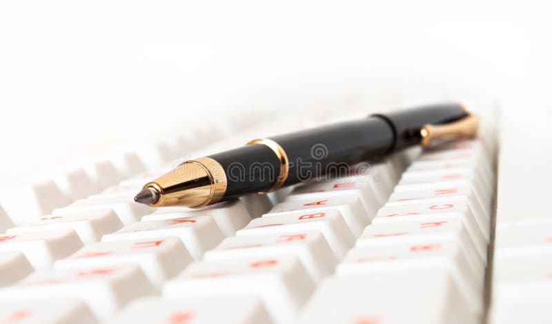Pen on an keyboard stock image. Image of macro, office - 20523733