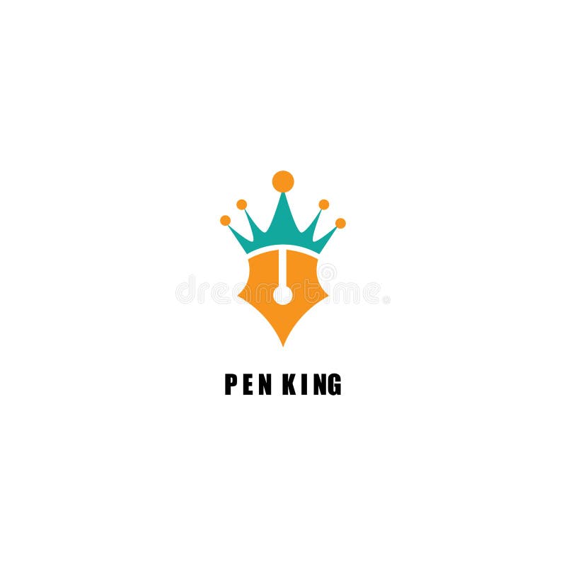 Pen King Logo Illustration Crown Design Abstract Vector Illustration ...