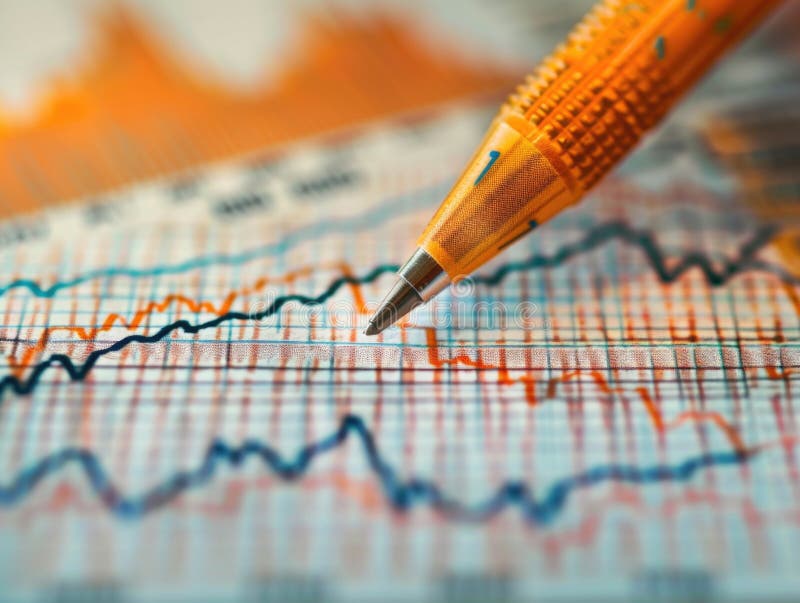 Pen is Laying on a Graph with a Red Line Stock Image - Image of paper ...