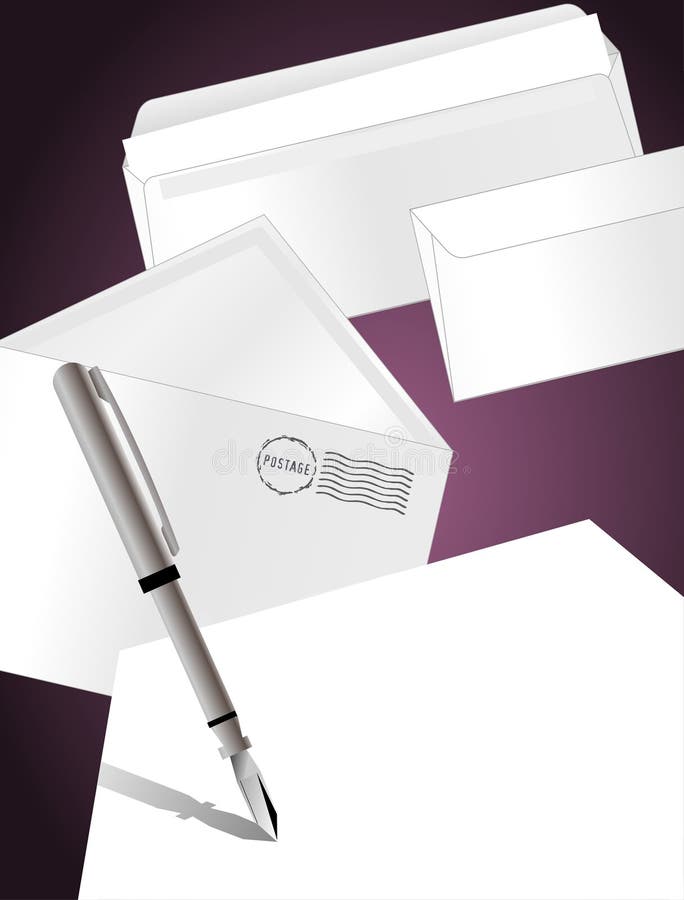 Pen and Letter stock vector. Illustration of correspondence - 7554981