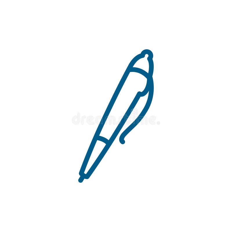 Pen Line Blue Icon on White Background. Blue Flat Style Vector ...
