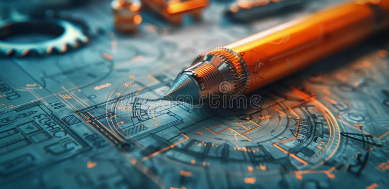 Pen on Blueprint stock image. Image of planning, drawing - 310269289