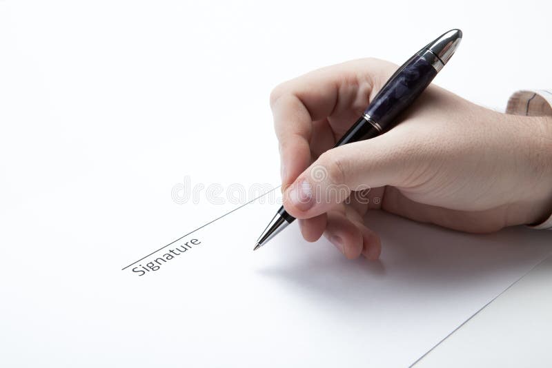 Pen in the Man S Hand and Signature Stock Image - Image of fingers ...