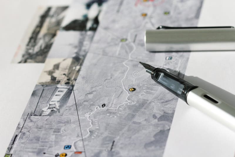 Pen on map stock image. Image of guide, print, travel - 21249391