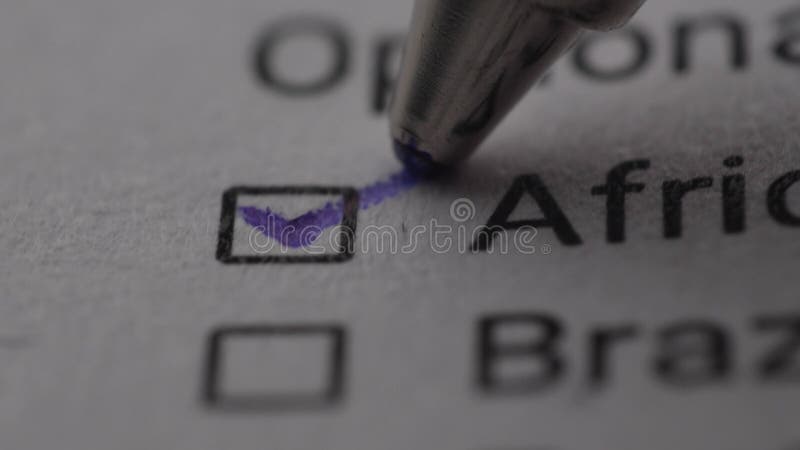 Pen Mark a Checkbox Labeled African American on a Document. Stock ...