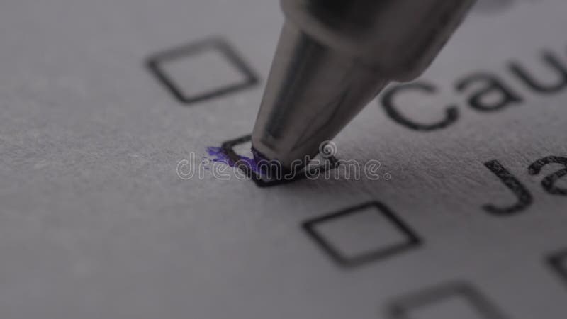 Pen Mark a Checkbox Labeled Native American on a Document. Stock ...