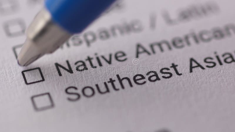 Pen Mark a Checkbox Labeled Native American on a Document. Stock Video ...