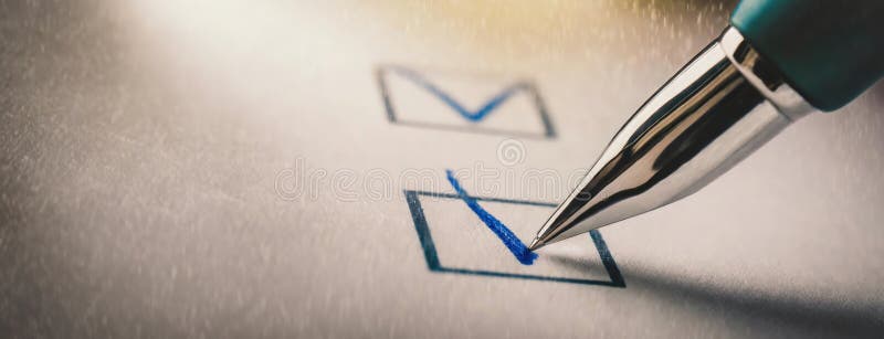 A Pen Marking a Checkbox on a Piece of Paper, Symbolizing the Act of ...