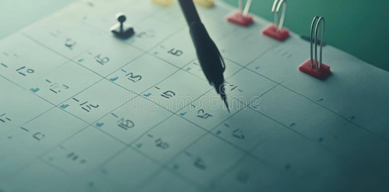 Pen Marks a Date on Calendar, Planning and Scheduling Deadlines, Events ...