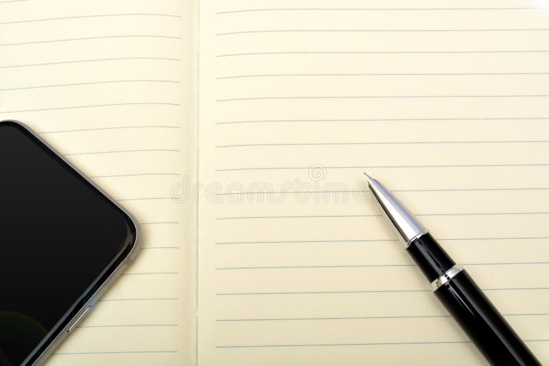 Pen with Note Book and Smart Phone Stock Photo - Image of reminder ...