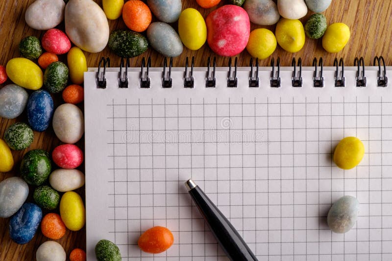 Pen notebook candy stock image. Image of biscuit, food - 68469075