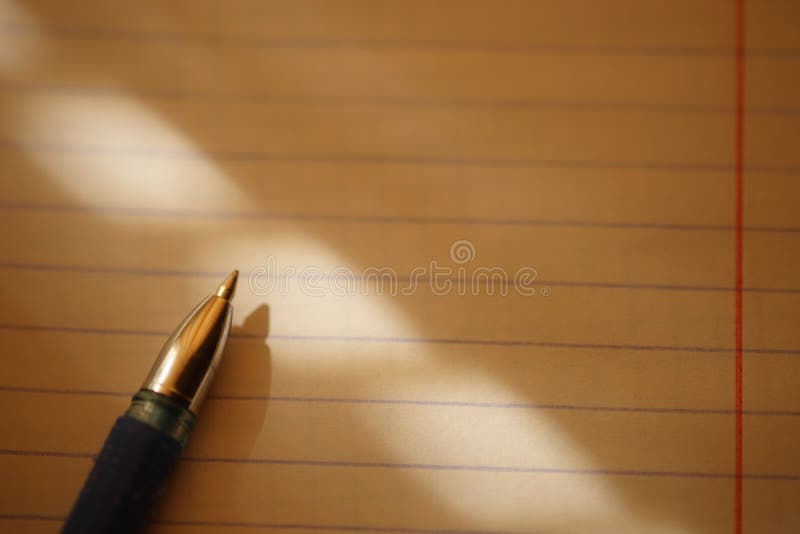 Pen on Notebook Paper in a Line. View from Above Stock Image - Image of ...