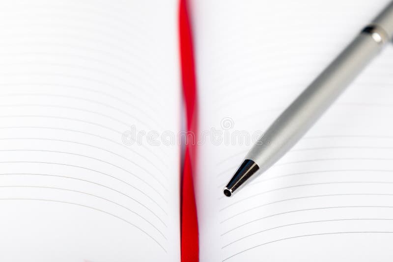 Pen on Notebook with Red String Stock Photo - Image of office, page ...
