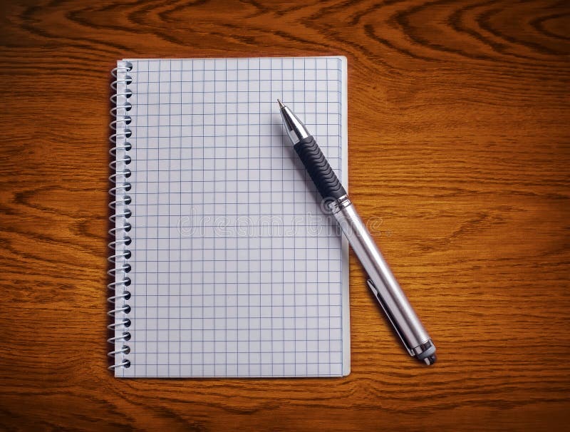 Pen and Notebook on a Wooden Table. Stock Photo - Image of business ...