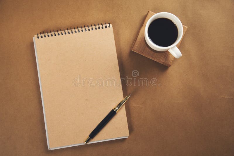 Pen on Notepad with Coffee on Table Stock Photo - Image of texture ...