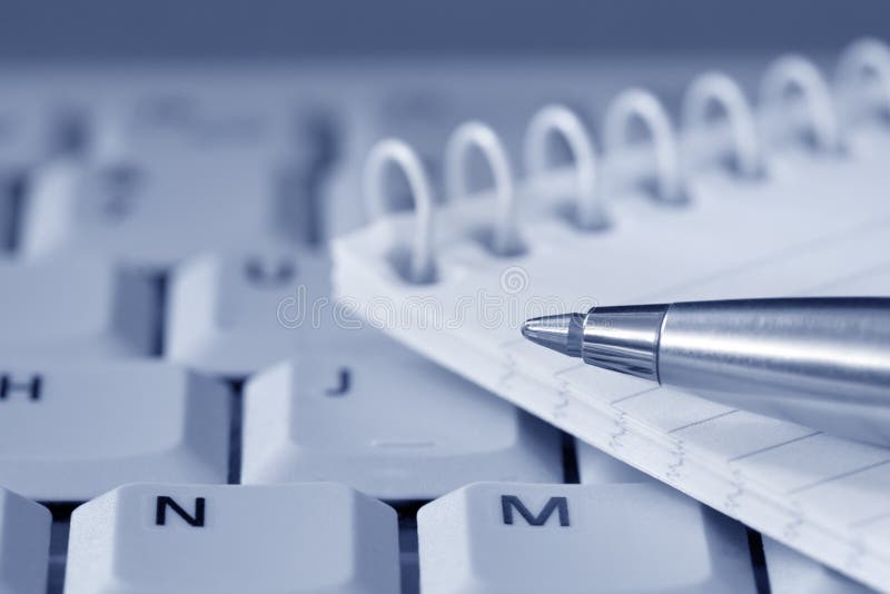 Pen and Notepad on Keyboard Stock Image - Image of paper, notebook ...
