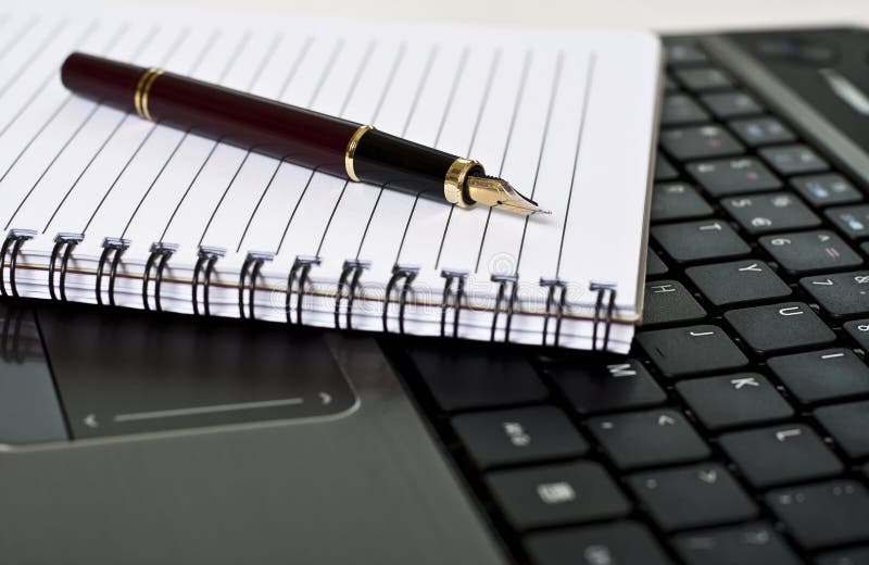Pen, Notepad and Laptop on the Desk Stock Photo - Image of supplies ...