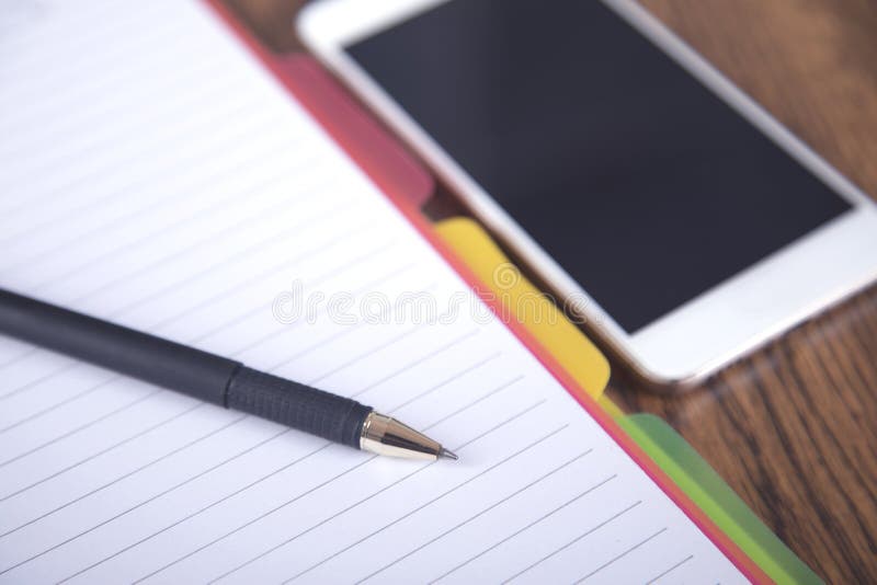 Pen with Notepad and Smart Phone Stock Image - Image of copy, smart ...
