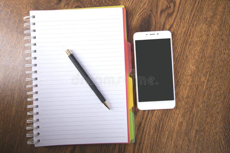 Pen with Notepad and Smart Phone Stock Image - Image of communication ...