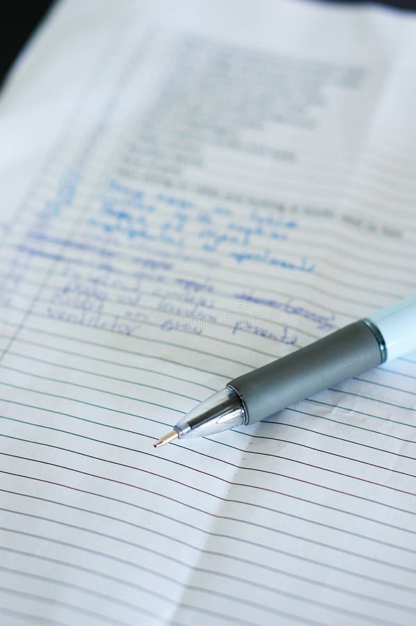 Pen and notes stock image. Image of notes, writing, white - 40976445