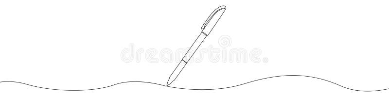 Pen One Line Drawing Vector. Writing with a Pen Continuous Line Drawing ...