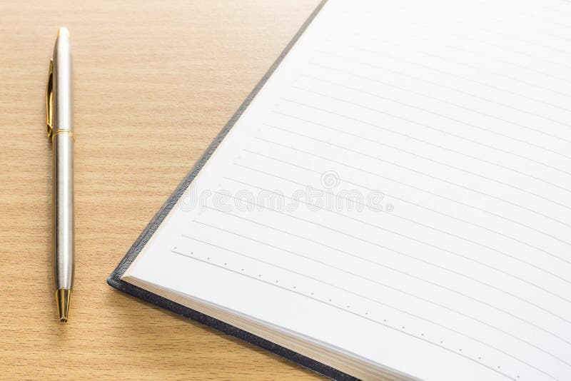 Pen and Open Note Book with Blank Page Stock Image - Image of notebook ...