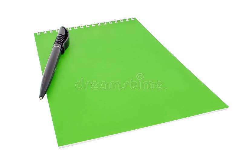 Pen Over Closed Green Note Pad Book Stock Photo - Image of memo, lined ...