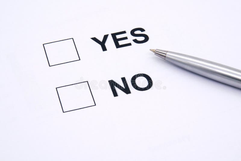 Pen Over Document, Select Yes or No. Stock Image - Image of survey ...