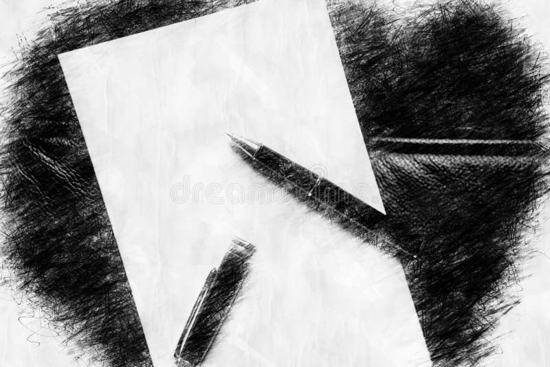 Pen and Paper in Pencil Drawing Style Stock Illustration - Illustration ...