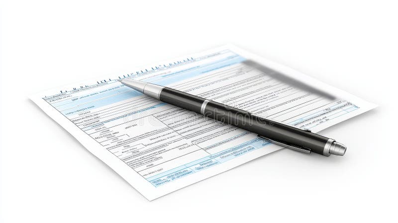 Pen and Paper Ready To Fill Out Forms a Closeup View of a Black Pen ...