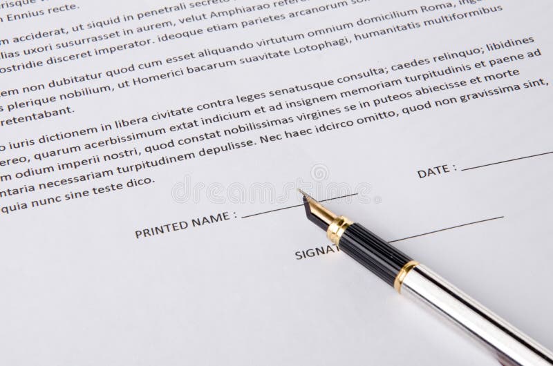 Pen on a paper to sign stock image. Image of paperwork - 41412855