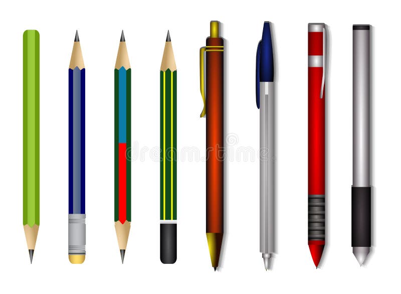 Pen and Pencils for School and Office Supplies Isolated Stock Image ...