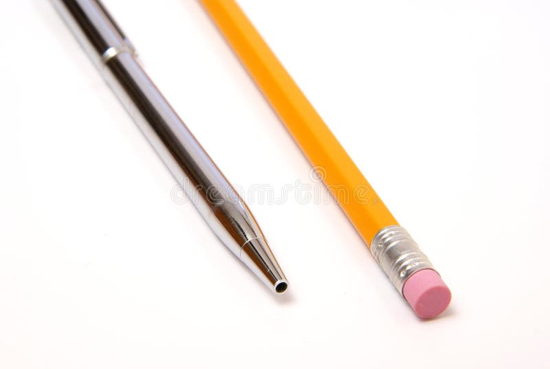 Pen and Pencil stock photo. Image of wood, silver, pencil - 4413596