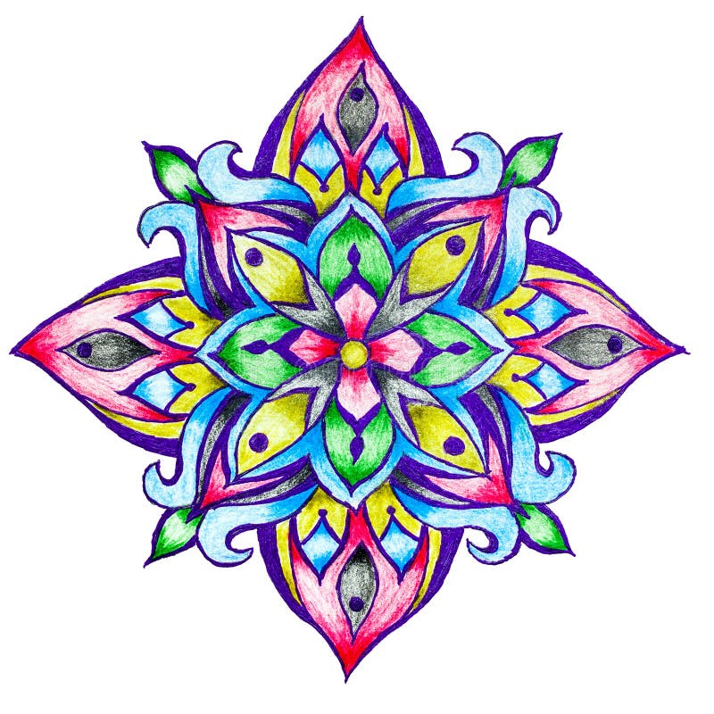 A Pen and Pencil Abstract Exotic Flower Pattern. Stock Illustration ...