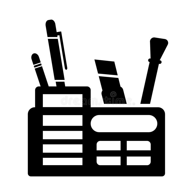 Pen, Pencil, Holder, Ruler, Scale, Pen Holder Icon Stock Vector ...