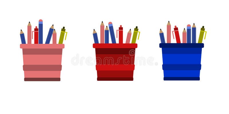 Pen & Pencil Icon Set in with 3 Design Stock Vector - Illustration of ...