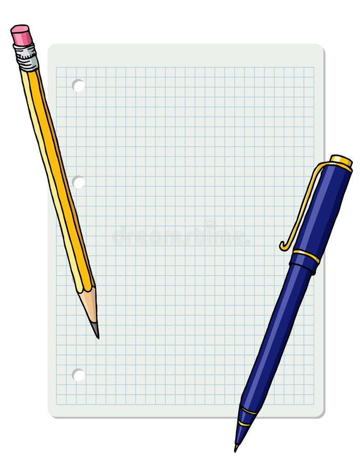 Pen and Pencil Over Notepad Sheet Frame Stock Vector - Illustration of ...