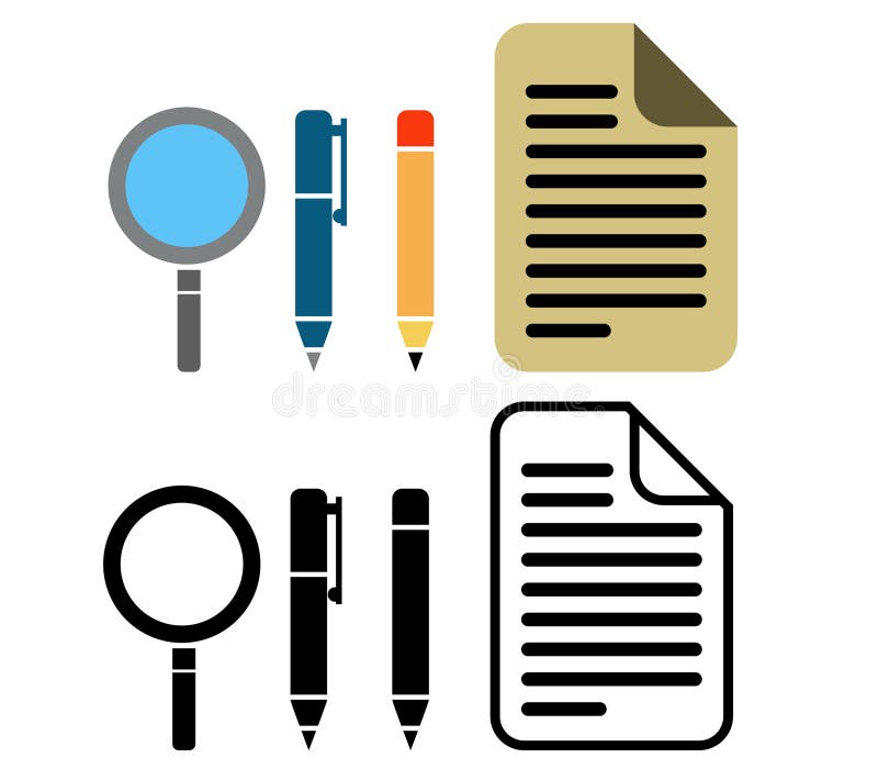 Pen pencil and paper icon stock vector. Illustration of symbol - 93028219