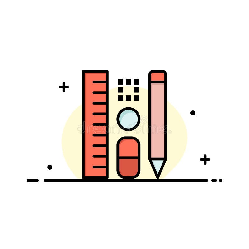 Pen, Pencil, Scale, Education Business Flat Line Filled Icon Vector ...