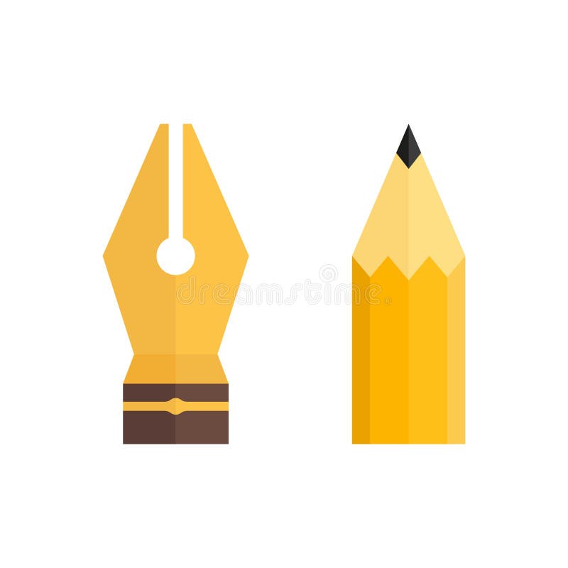 Pen and Pencil Tip Color Icons in Flat Stock Vector - Illustration of ...