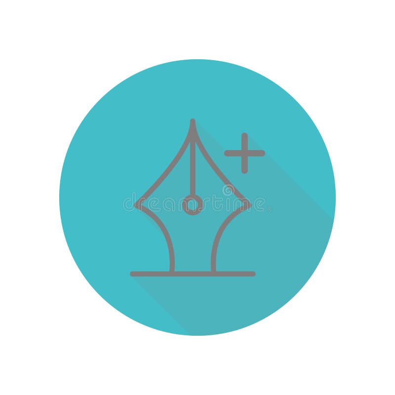 Pen with Plus Sign Vector Long Shadow Icon. Simple Glyph, Flat Vector ...