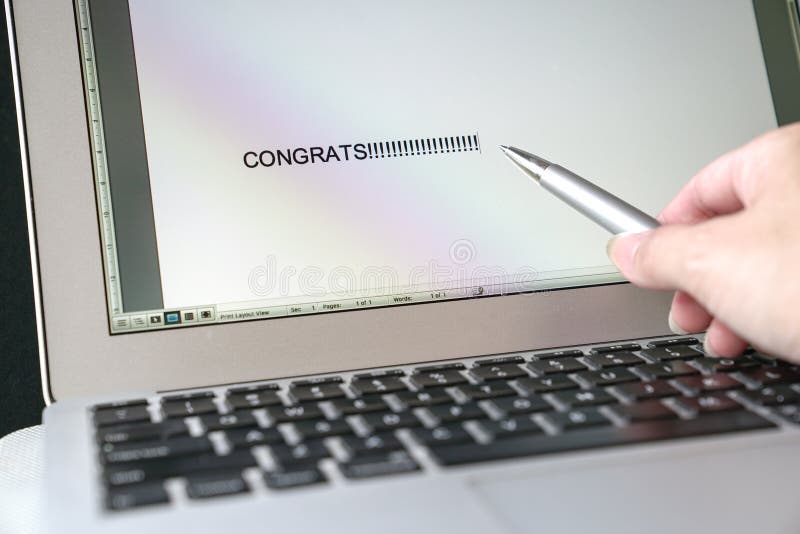 Congrats, You Got the Job. Typed Words on Computer Screen Stock Image ...
