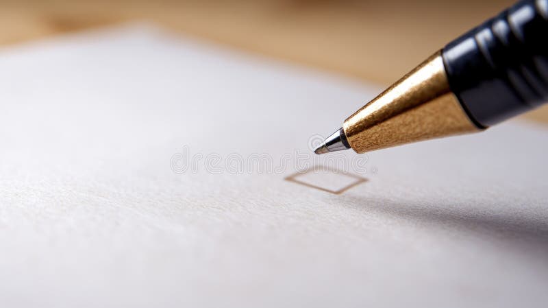 Pen Poised Above a Checklist Box on Paper Stock Image - Image of paper ...