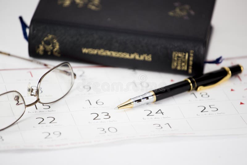 The pen put on calendar stock photo. Image of metal, calligraphy - 42840792