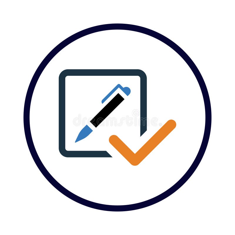 Pen, Report, Checker, Tick, Learning Check Icon Stock Vector ...