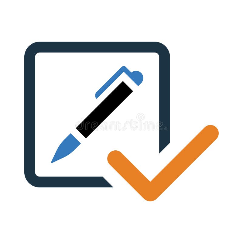 Pen, Report, Checker, Tick, Learning Check Icon Stock Vector ...