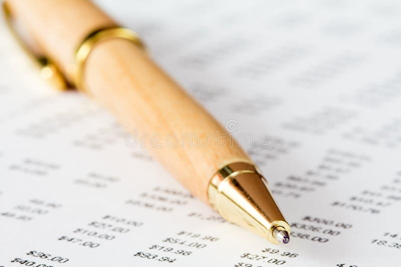 Pen on a Report with Many Digits Stock Image - Image of individual ...