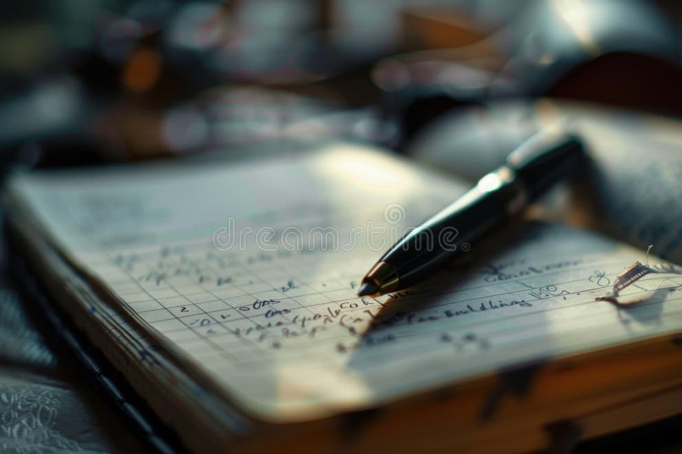 Pen Resting on Notebook Full of Handwriting Stock Photo - Image of ...
