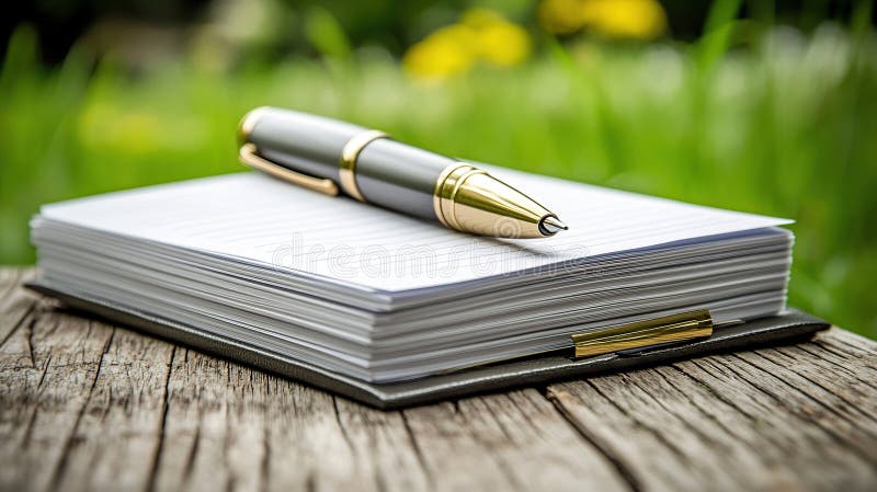 Pen Resting Notepad Outdoors Nature Background Writing Stock Photos ...