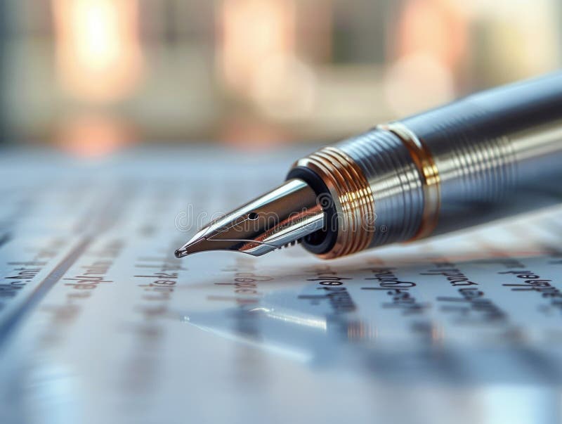 Pen Resting on Paper stock image. Image of stationary - 312865077